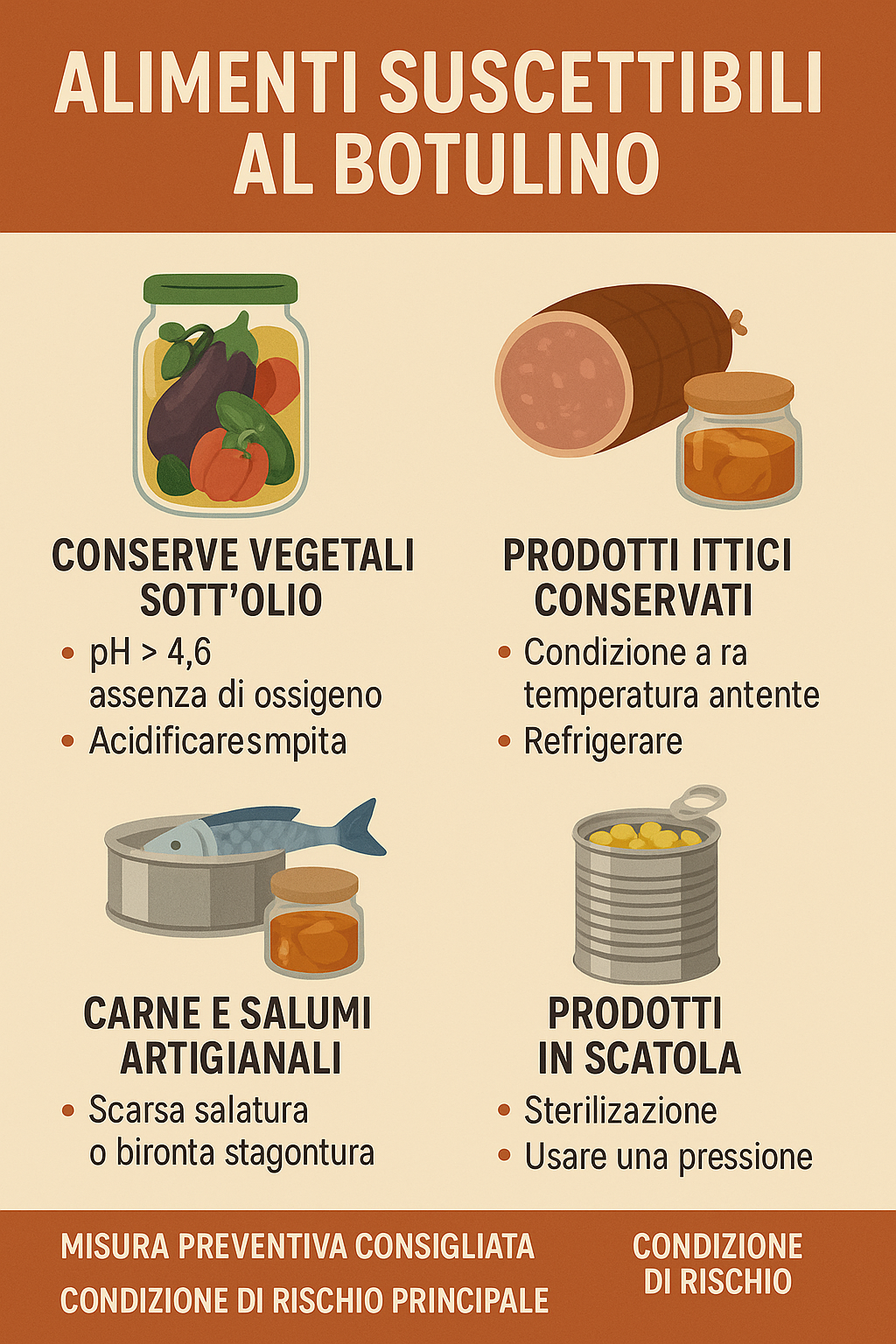 Alimenti suscettibili al botulino: prevenzione e sicurezza alimentare