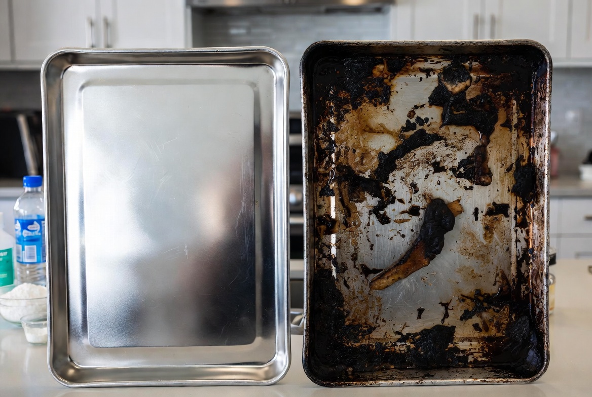 Come pulire la teglia del forno bruciata con bicarbonato e acqua ossigenata